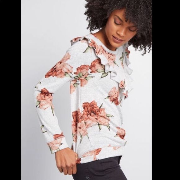Modcloth | Sweaters | Modclothrufflerecipient Floral Sweater | Poshmark